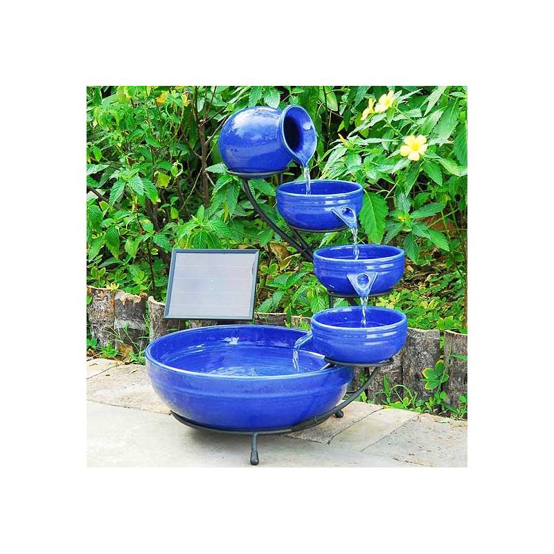 Solar-powered fountain Ceramic Cascade blue | SolarCosa, 99,95